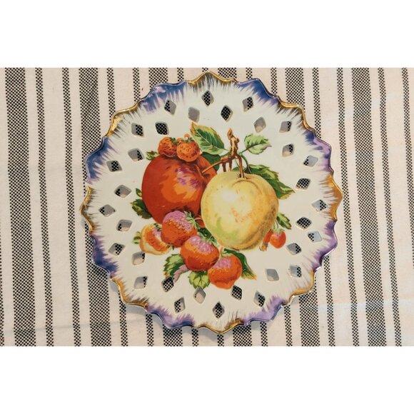 Artmark | Accents | Vintage Porcelain Fruit Motif W Pierced Latticed ...